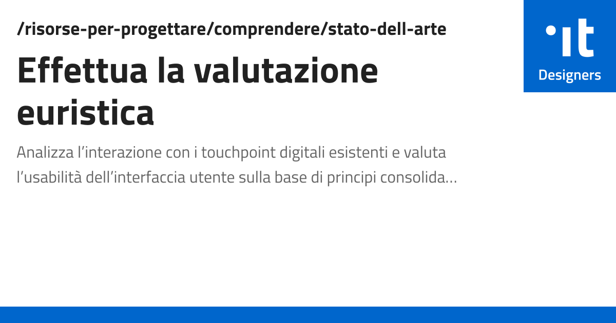Effettua la valutazione euristica - Designers Italia