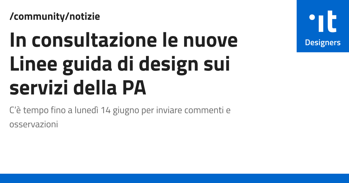 In consultazione le nuove Linee guida di design sui servizi della PA ...