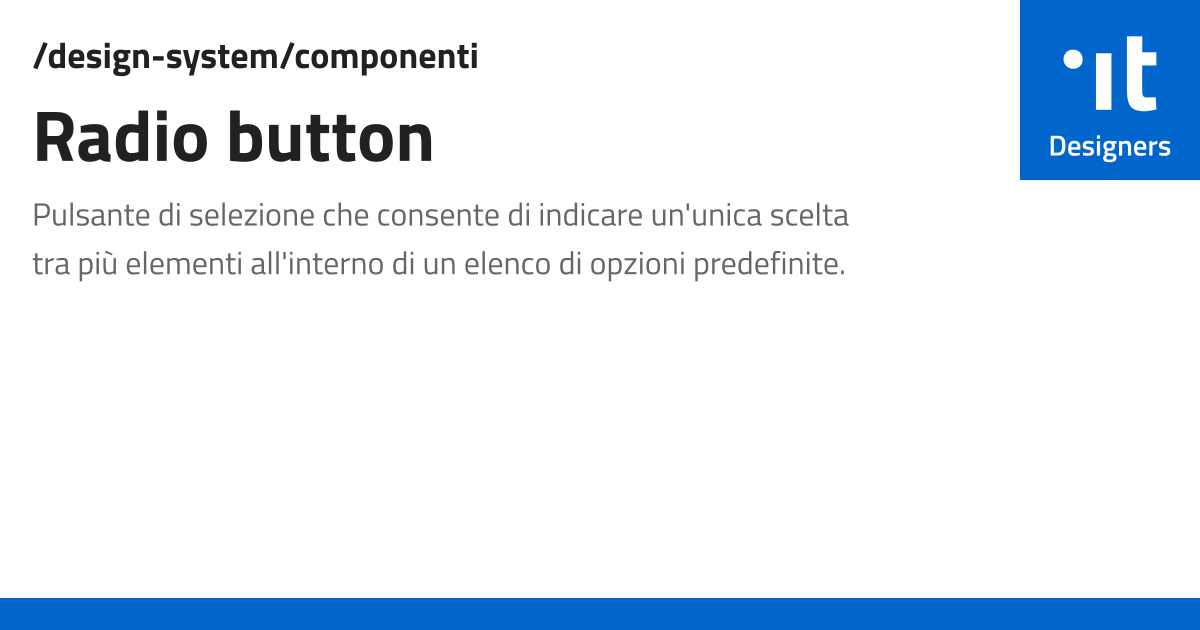 Radio button - Designers Italia